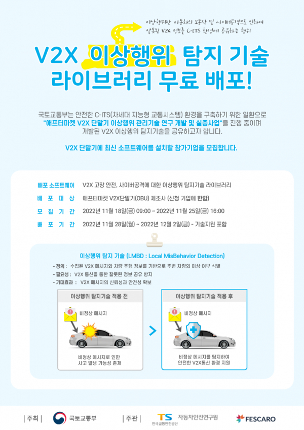 페스카로, V2X 이상행위 탐지기술 라이브러리 무료 배포 - 데이터넷